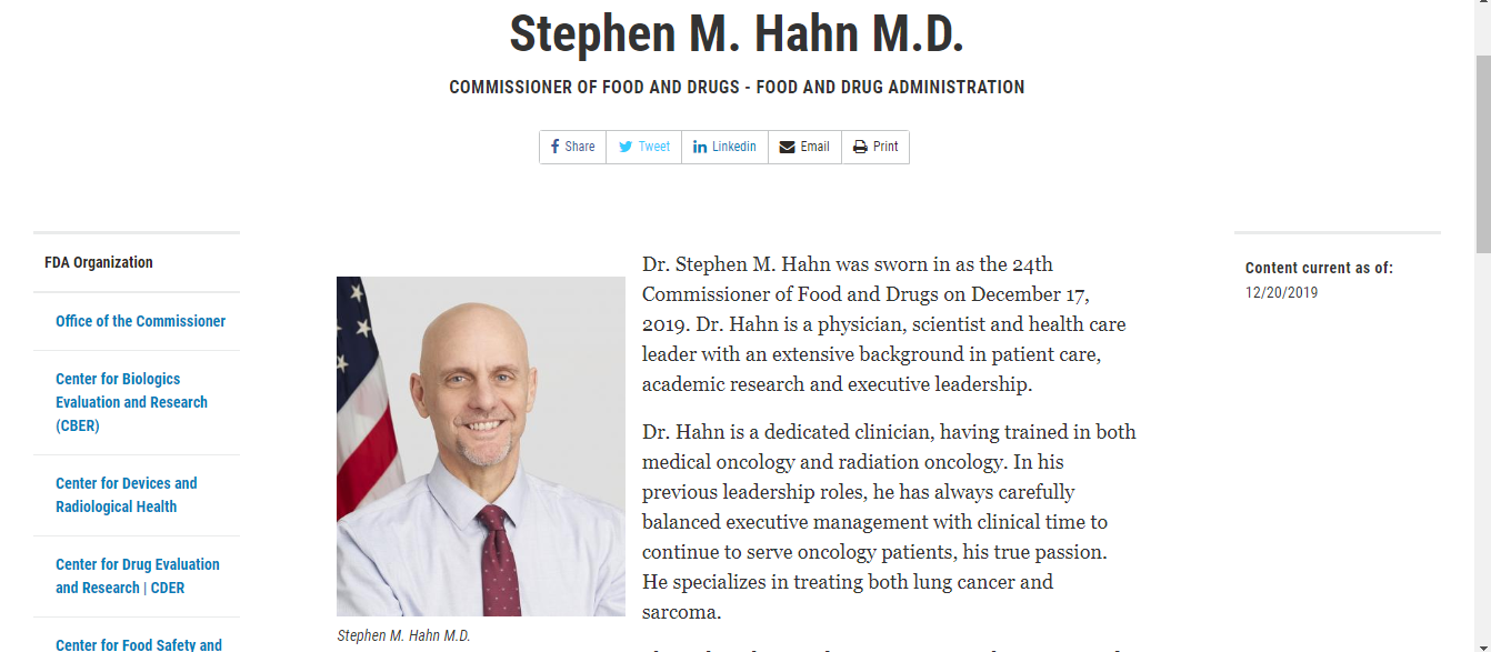 Senate Approves Dr. Stephen Hahn as New FDA Commissioner - Vaping Post